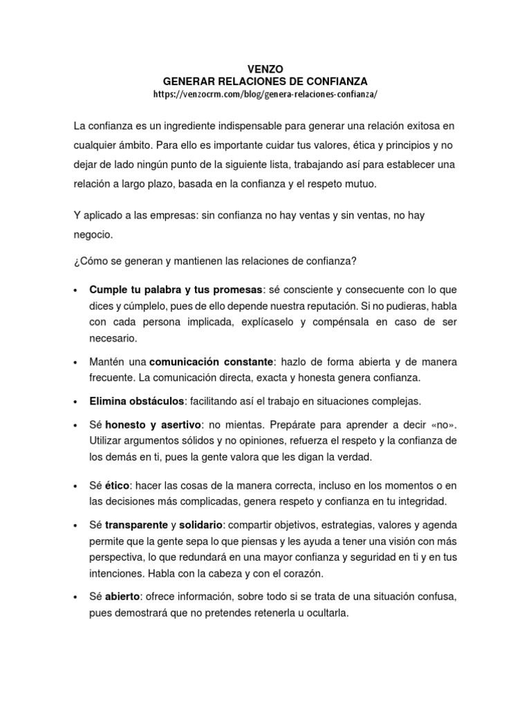 Generar Relaciones de Confianza | PDF | Blog
