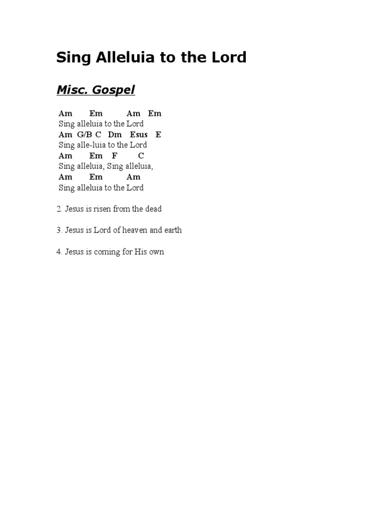Sing Alleluia To The Lord | PDF