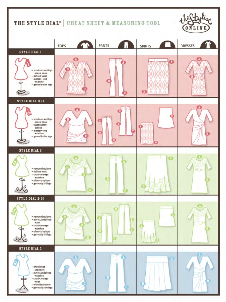 StyleDial Cheat Sheet and Measuring Tool | PDF