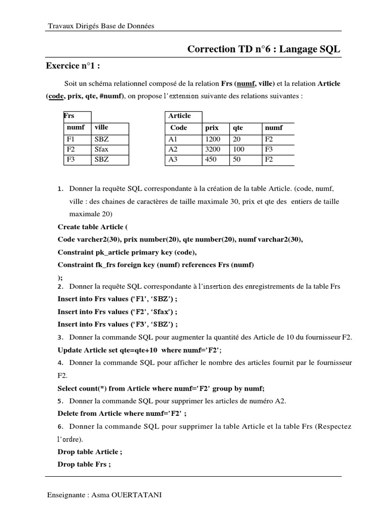 TD Chap 6 Correction | PDF | SQL | Design de logiciel