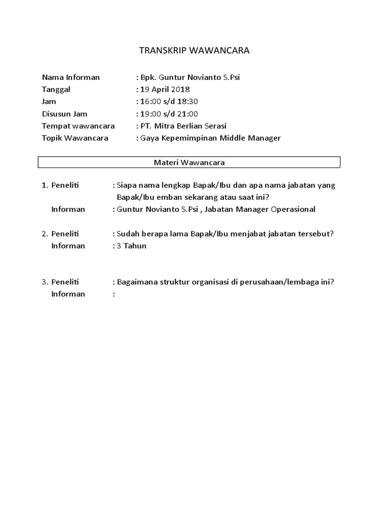 2.transkrip Wawancara | PDF
