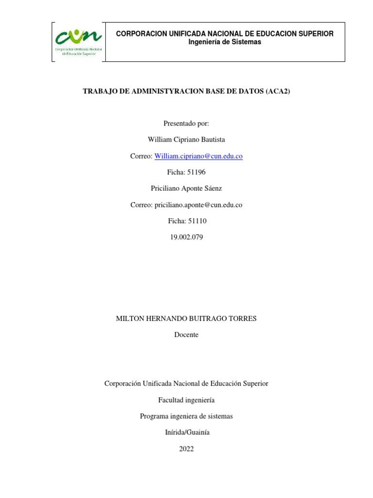 Trabajo Aca 2 | PDF | Bases de datos | Lenguaje de modelado unificado