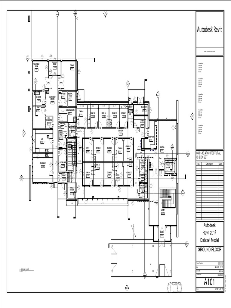 Floor plan layout of a medical facility with labeled rooms and ...