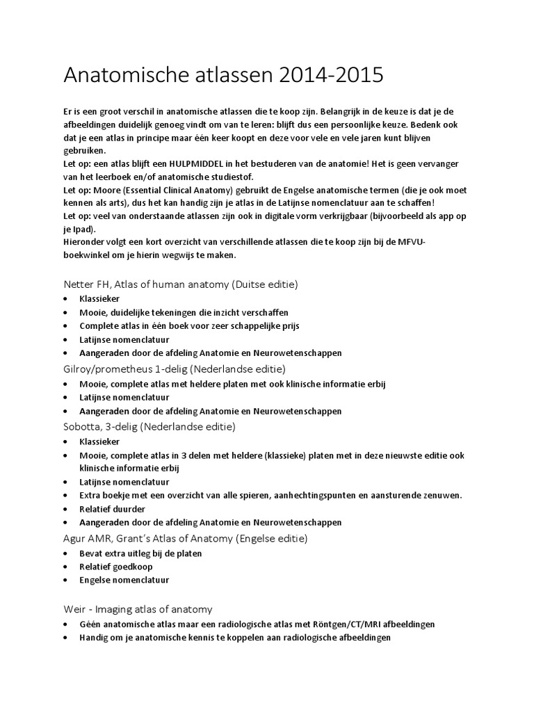 Anatomische Atlassen 2014 2015 | PDF