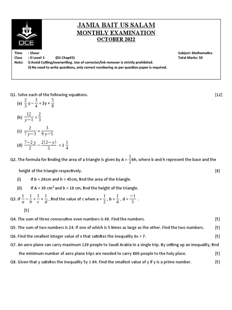 4024 - 2nd Monthly 2022 - Paper - Maths L1 D1 Chap 5 | PDF | Discrete ...