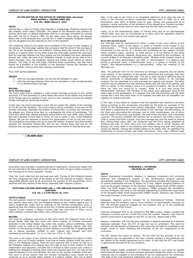 Private Int Case Digest Sample 7 | PDF | Lawsuit | Jurisdiction