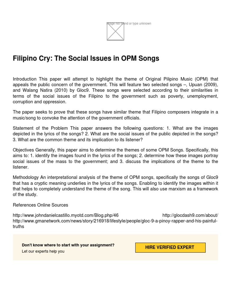 Filipino Cry The Social Issues in OPM Songs | PDF