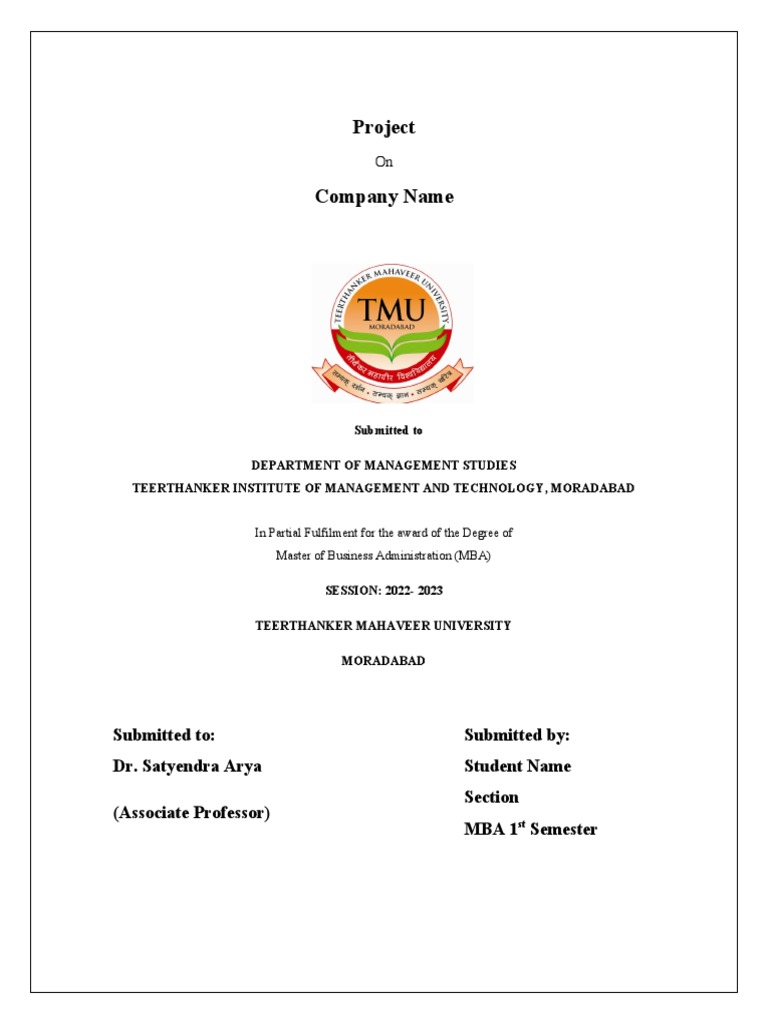 Cover Pages - MBA 1 Sem | PDF