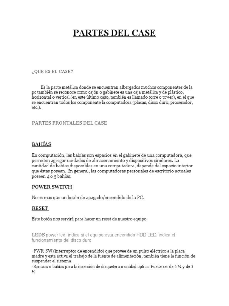 Partes Del Case | PDF | Almacenamiento de datos de la computadora ...