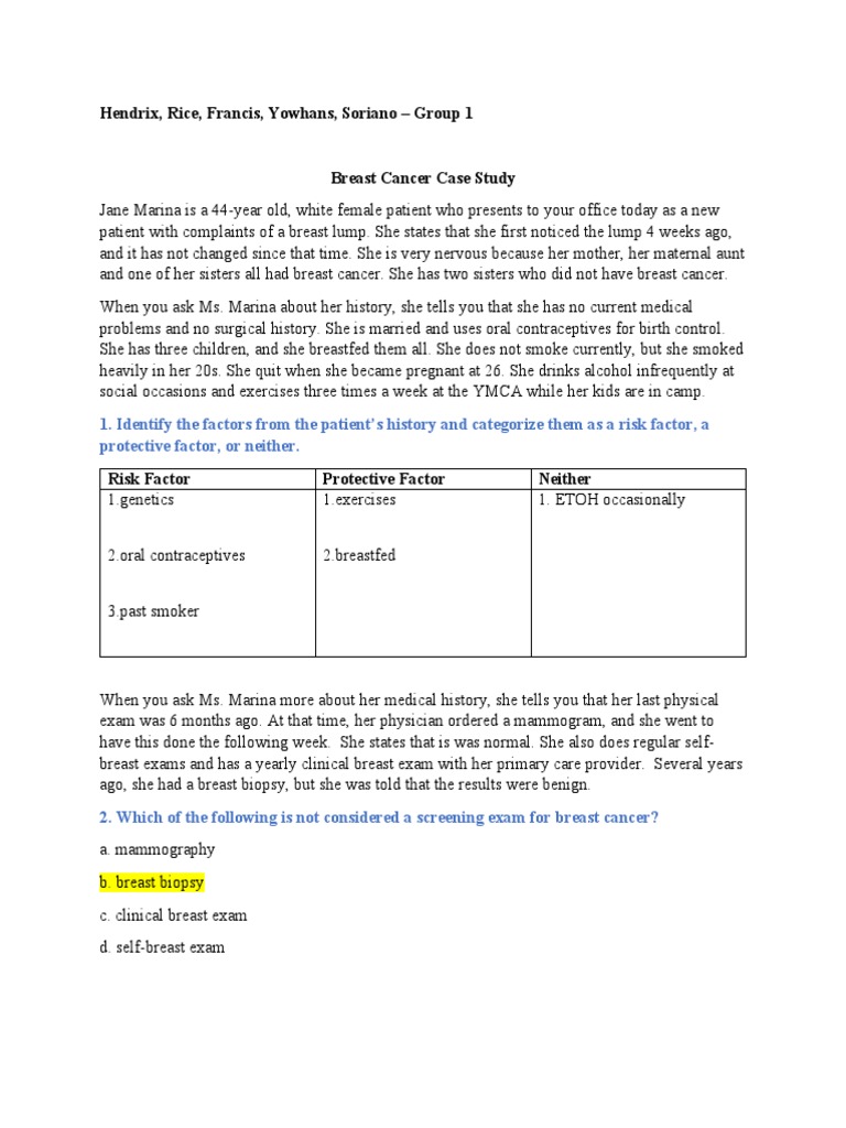 Breast Cancer Case Study | PDF | Breast Cancer | Surgery