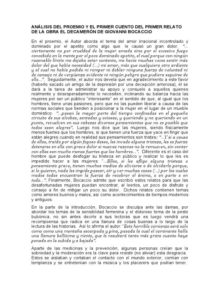 Proemio Decameron | PDF | Amor