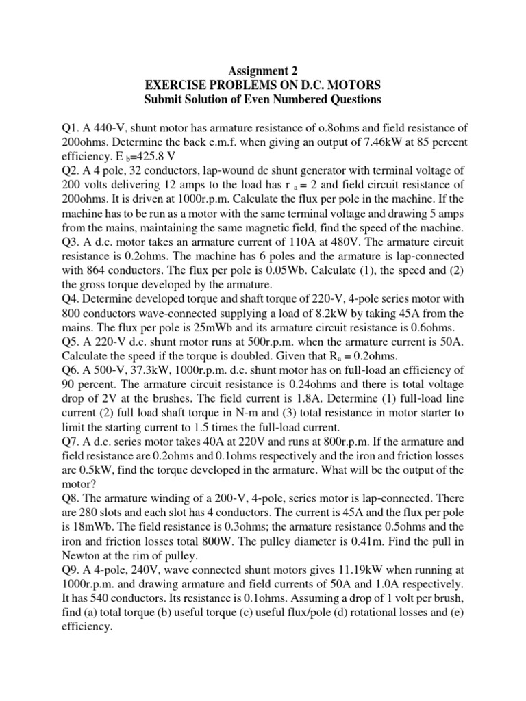 Assignment 2 | PDF | Electric Motor | Mains Electricity