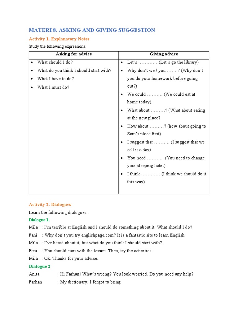 Materi Asking and Giving Suggestion | PDF