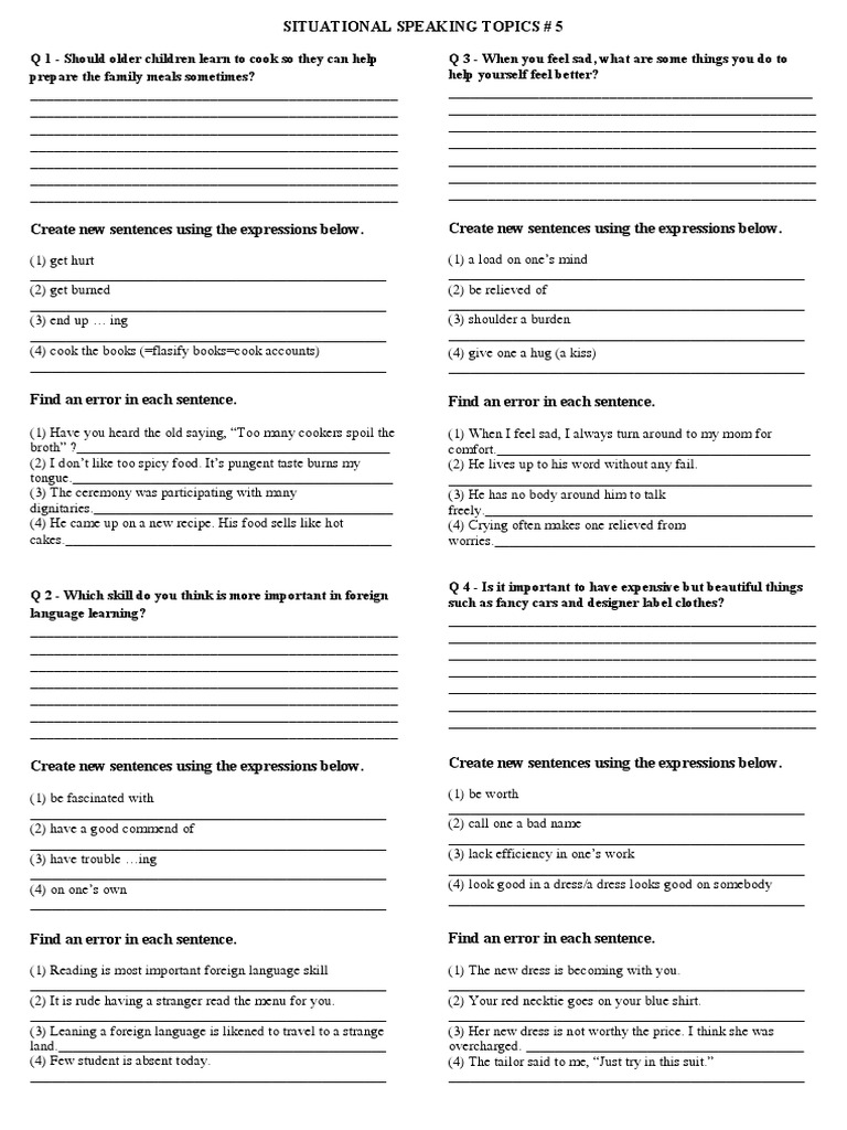 Situational Speaking Topics # 5 | PDF | Career & Growth