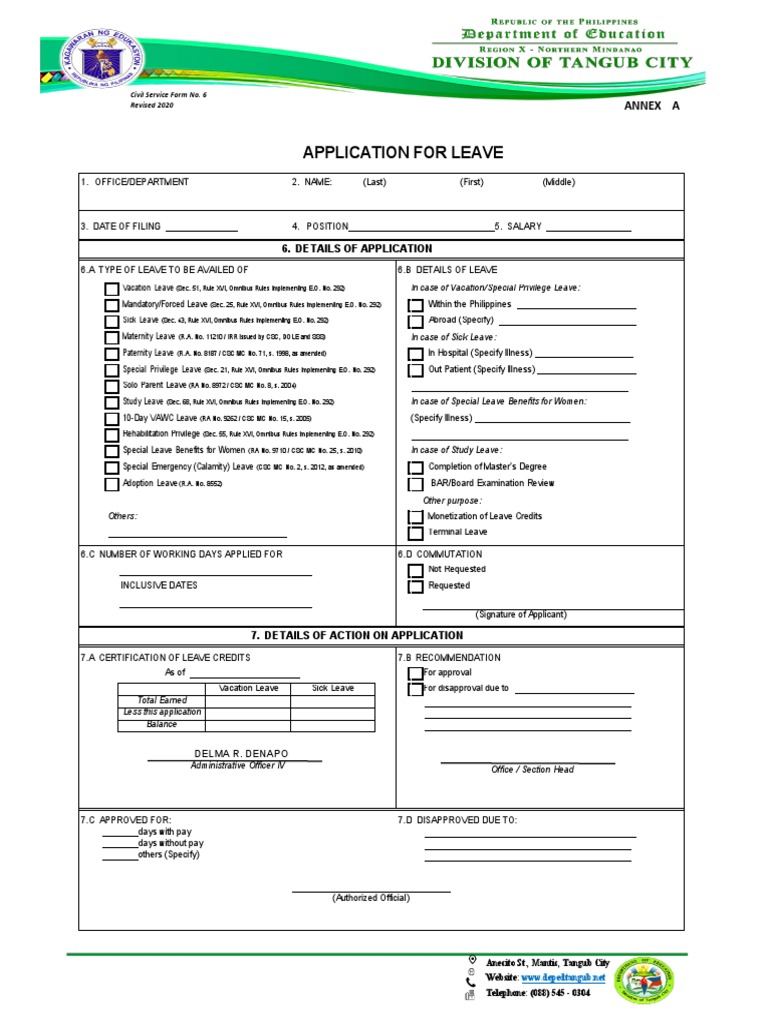 CS Form 6 New | PDF | Parental Leave | Sick Leave