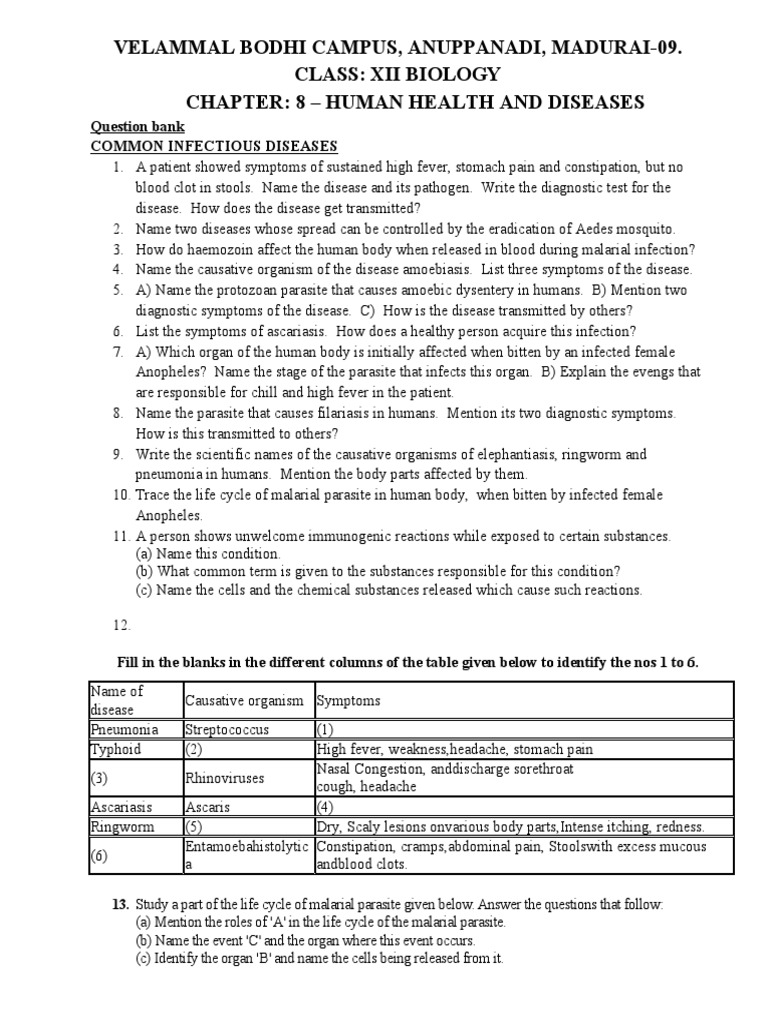 12 Biology ch-8 Q Bank | PDF | Immune System | Cancer