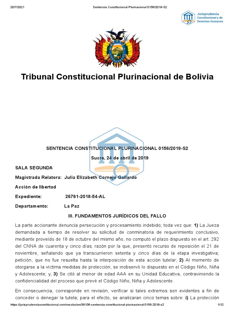 SCP 156-2019-S2 - Uf - Sentencia 0156 - 2019-S2 | PDF | La violencia ...