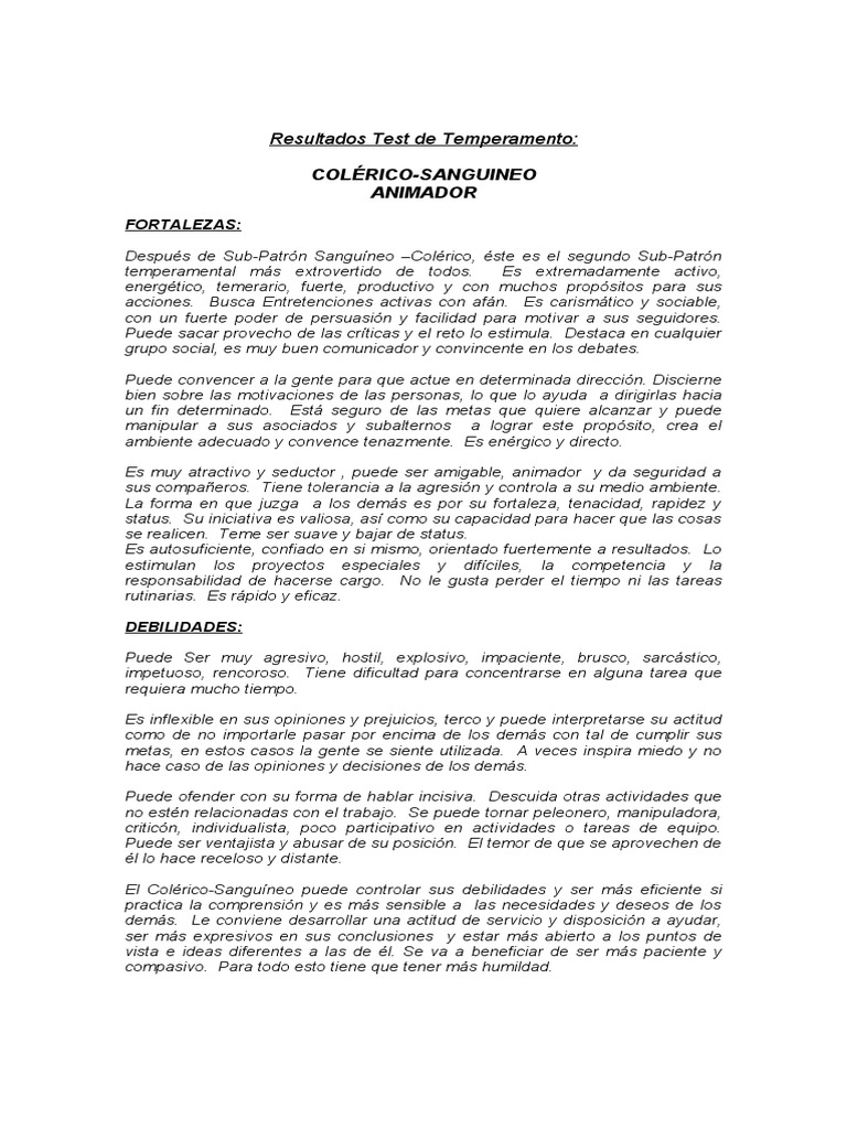 Colerico Sanguineo | PDF
