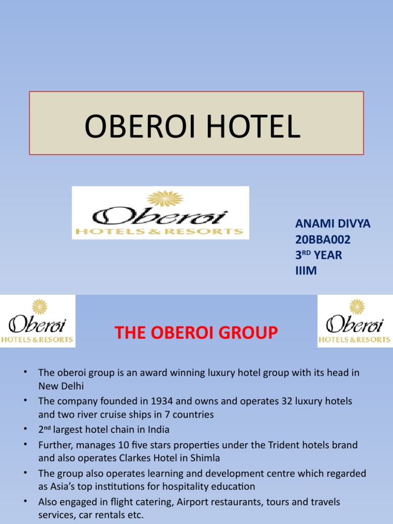 Oberoi Hotel | PDF | Hotel | Restaurants