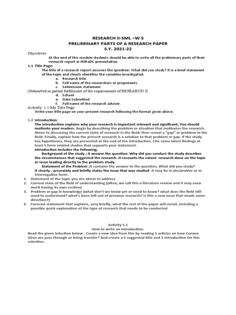 Research II SLM W 5 6 | PDF | Cognition | Science