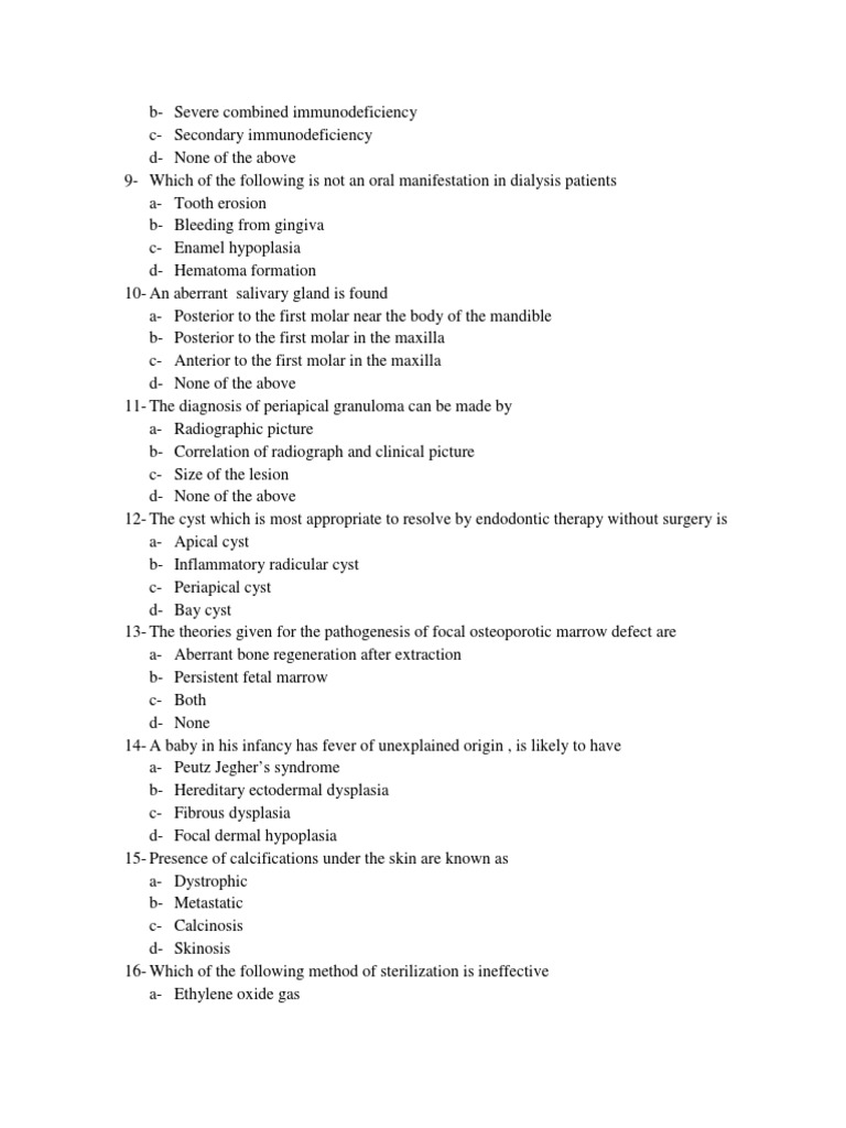 Multiple Choice Questions in Oral and Maxillofacial Pathology | PDF ...