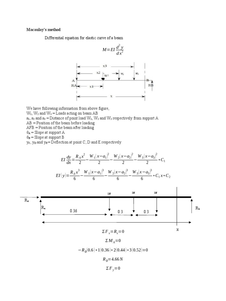 M EI D y DX: Differential Equation For Elastic Curve of A Beam | PDF ...