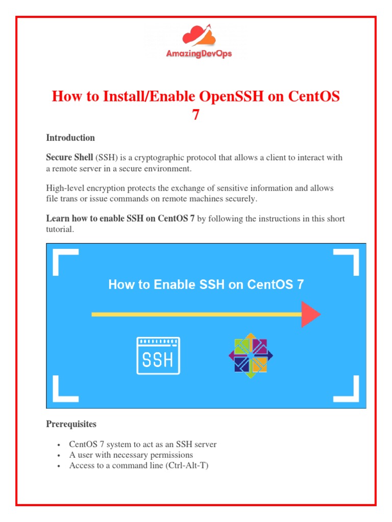 Install & Enable OpenSSH On CentOS 7 | PDF | Computing | Software