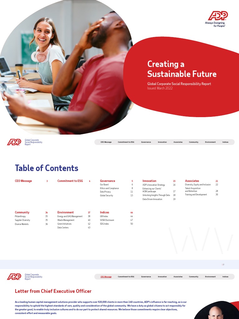 Adp 2021 CSR Report | PDF | Corporate Social Responsibility | Governance