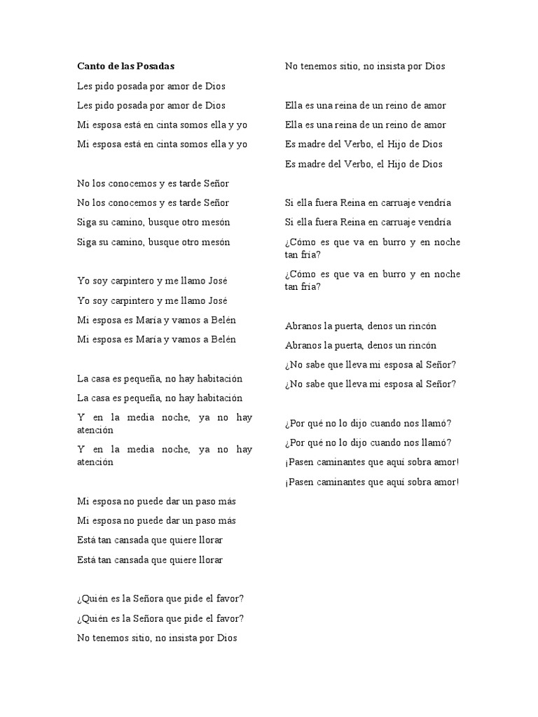Canto de las Posadas: Letra y Temas | PDF | María, madre de Jesús