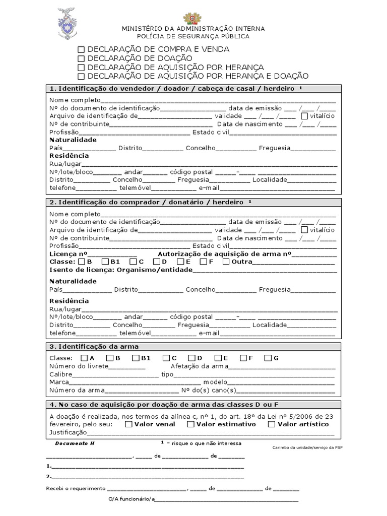 Documento H - Declaração de Compra e Venda Ou Doação | PDF | Governo