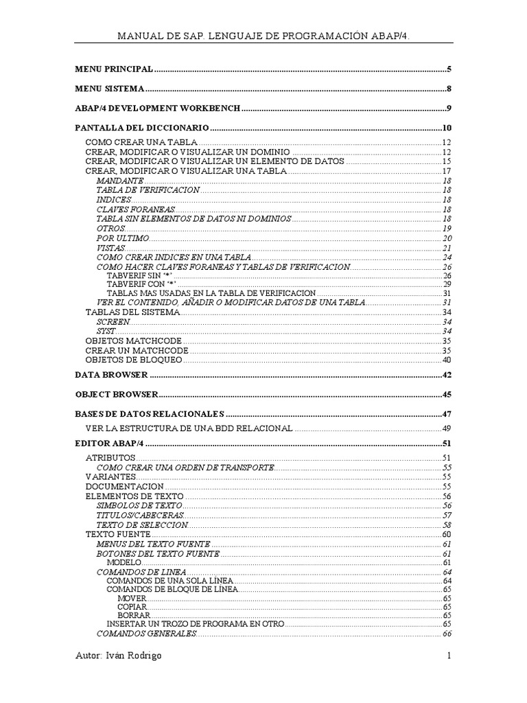 Manual de SAP - ABAP Parte1 | PDF | Tabla (base de datos) | Lenguaje de ...