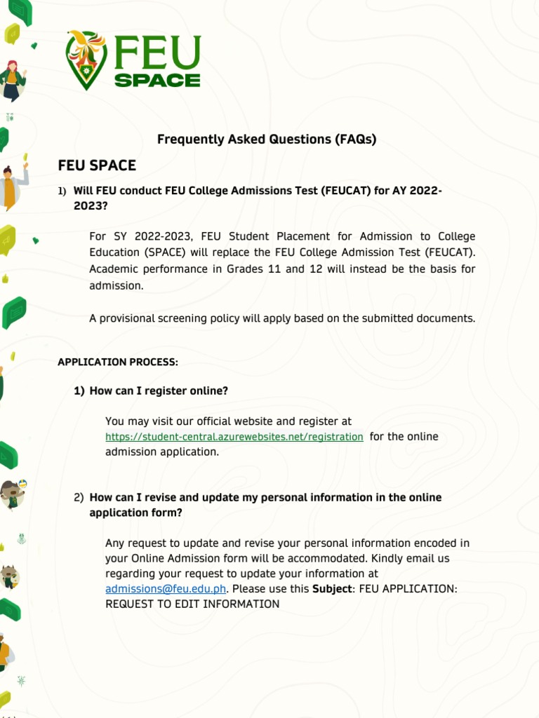 Feu Faqs | PDF | University And College Admission