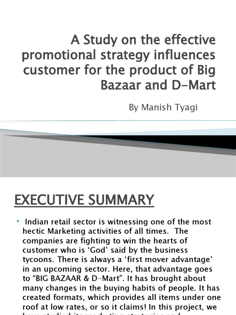 A Study On The Effective Promotional Strategy Influences Project Manish ...