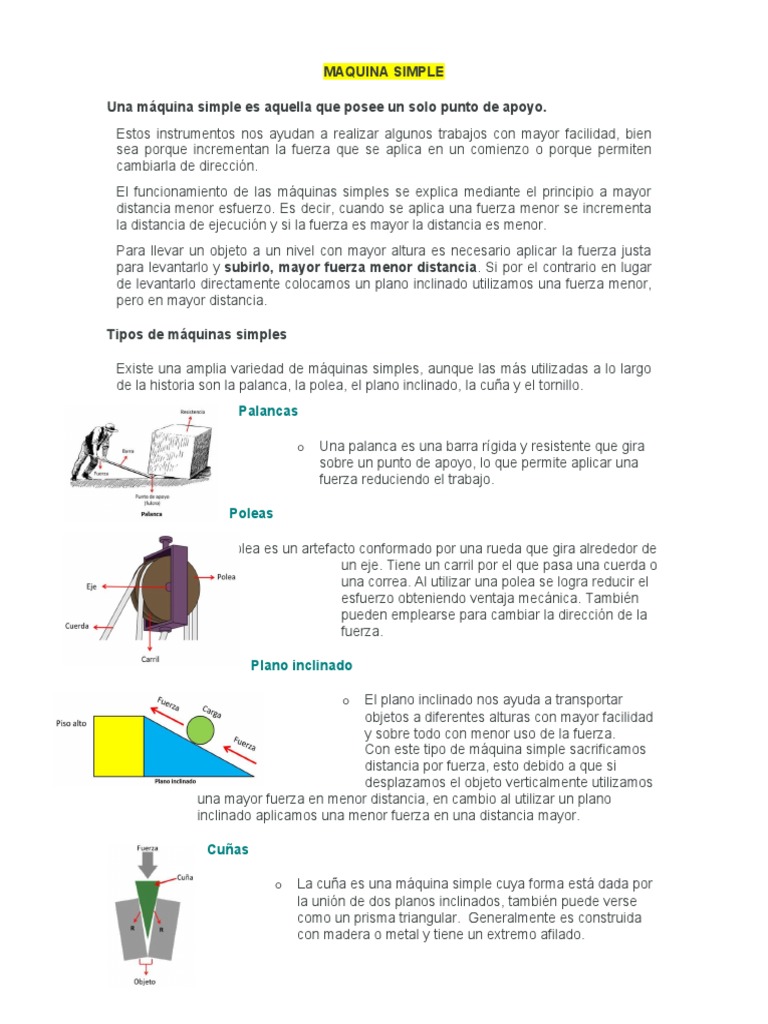 MÁQUINAS SIMPLES | PDF | Máquinas | Tornillo