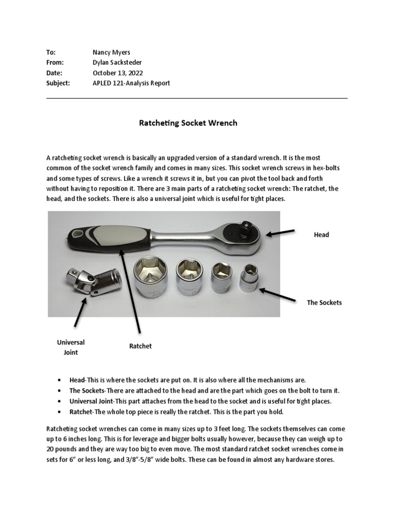 Ratcheting Socket Wrench | PDF