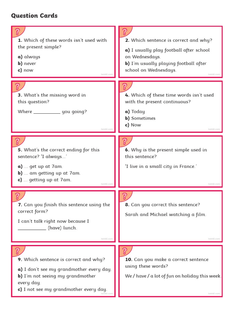 Question Cards, Dice and Counters | PDF