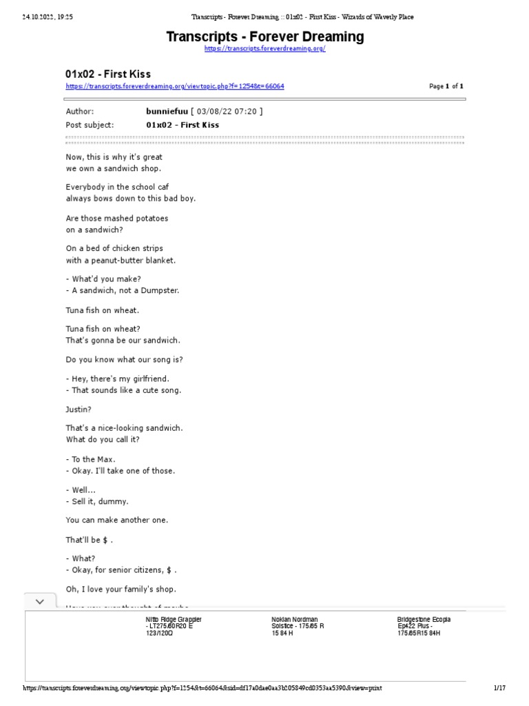 01x02 - First Kiss - Wizards of Waverly Place | PDF