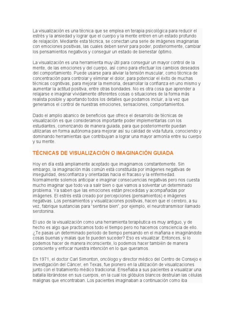 La Visualización | PDF | Pensamiento | Las emociones