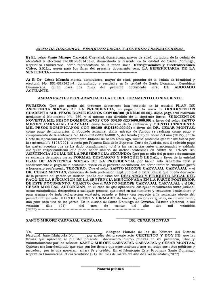 DESCARGO2 Acuerdo Cesar Montas 3 | PDF | República Dominicana | Gobierno