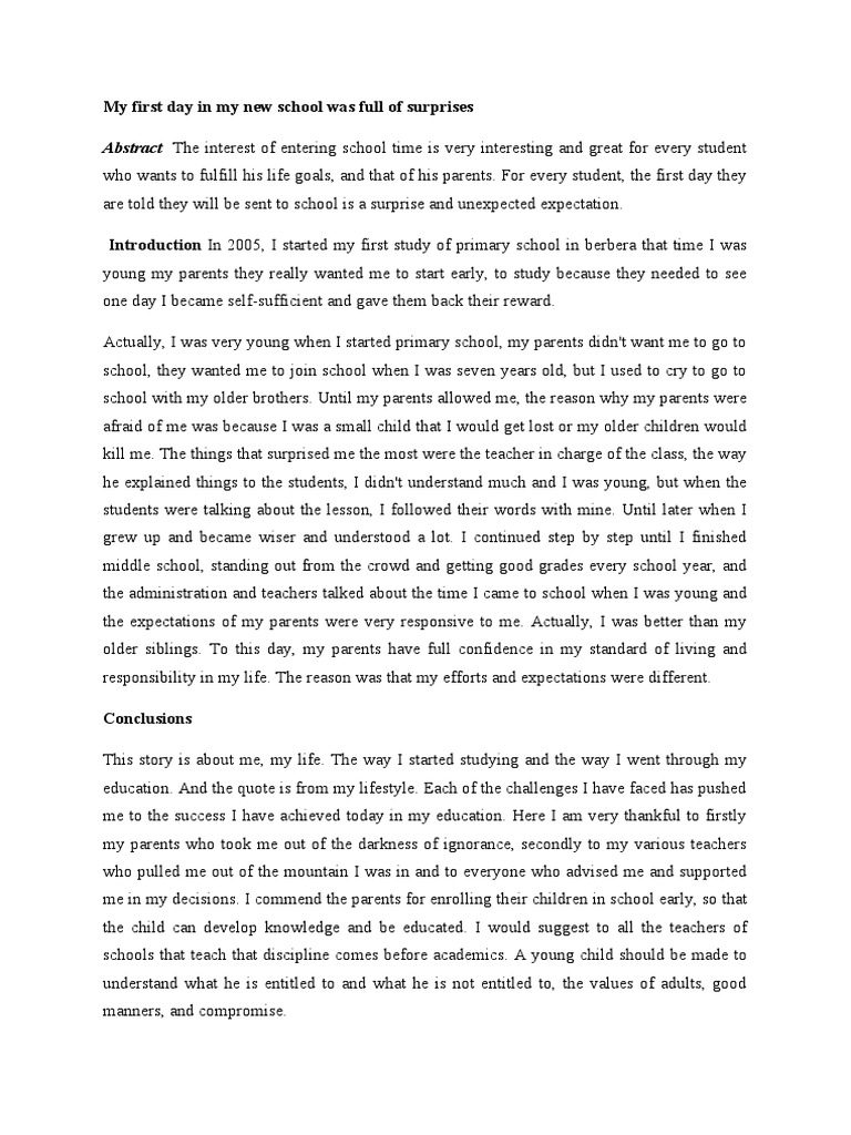 My First Day at School: A Journey | PDF | Behavior Modification