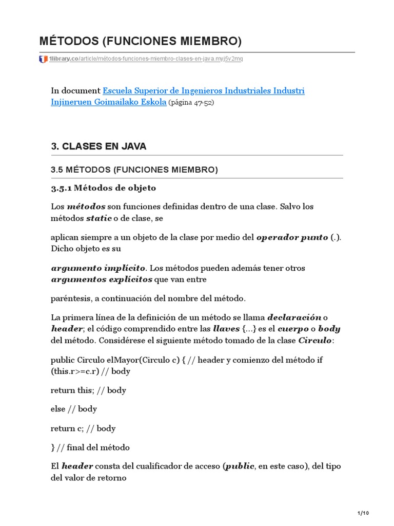 1library - Co-Métodos Funciones Miembro | PDF | Constructor (Programación Orientada a Objetos ...
