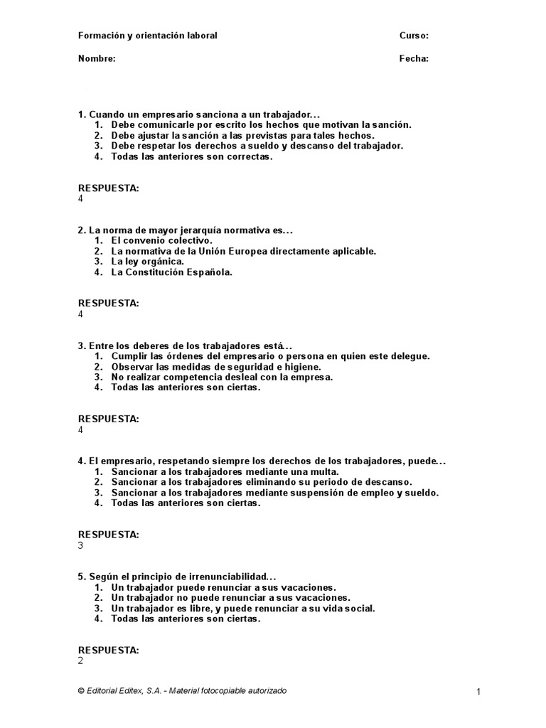 Repaso Tema 1 Relac Laboral Con Soluc | PDF | Derecho laboral | Gobierno