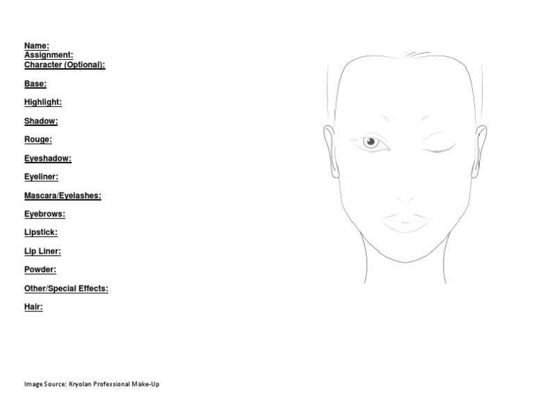 Blank Make-Up Chart Eye Closed | PDF | Career & Growth | Games & Activities