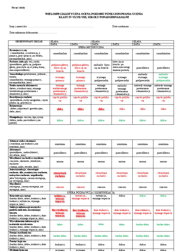 Przykładowo Wypełniony Arkusz WOPFU | PDF