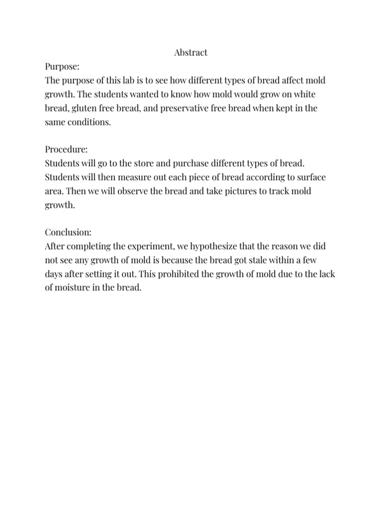 College Chemistry Science Experiment Paper | PDF | Mold | Breads