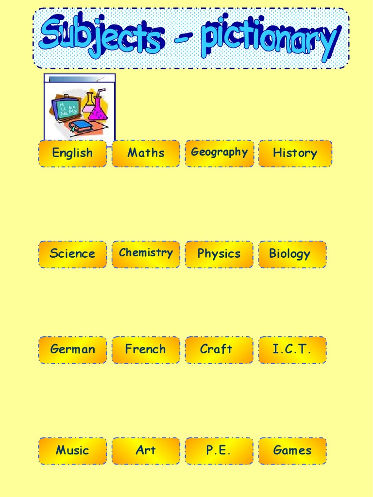 School Subjects Pictionary Flashcards Oneonone Activities - 3929 | PDF