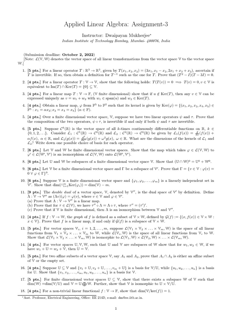 Ala Assignment 3 2 Pdf Vector Space Linear Map