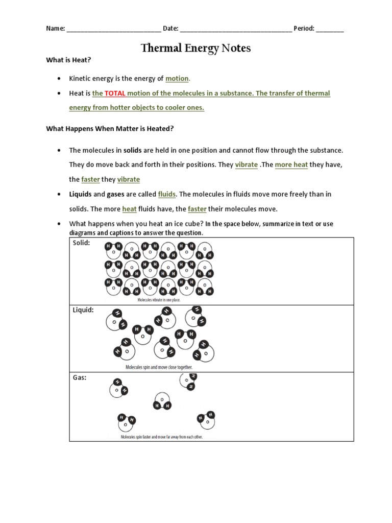 Grade 9 Y 10 Thermal Energy Notes | PDF | Heat | Heat Transfer