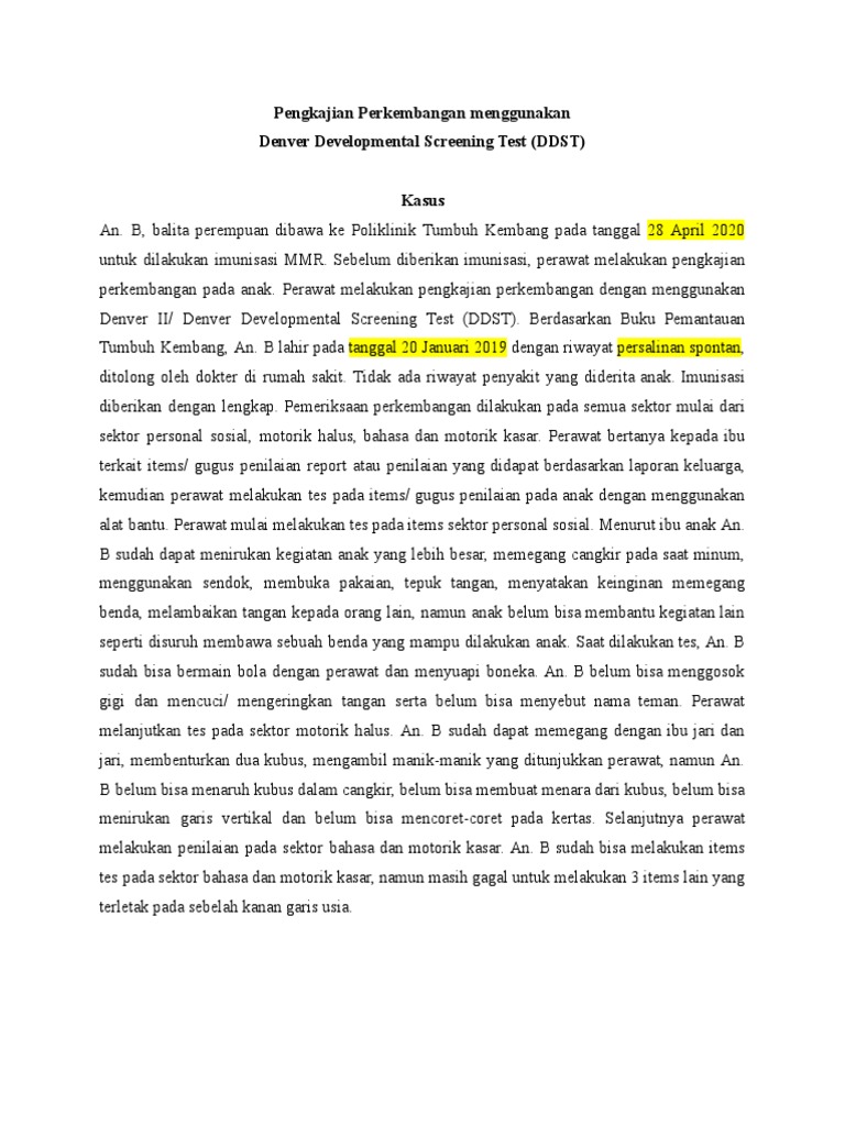 Pengkajian Perkembangan Anak Menggunakan Denver Developmental Screening ...