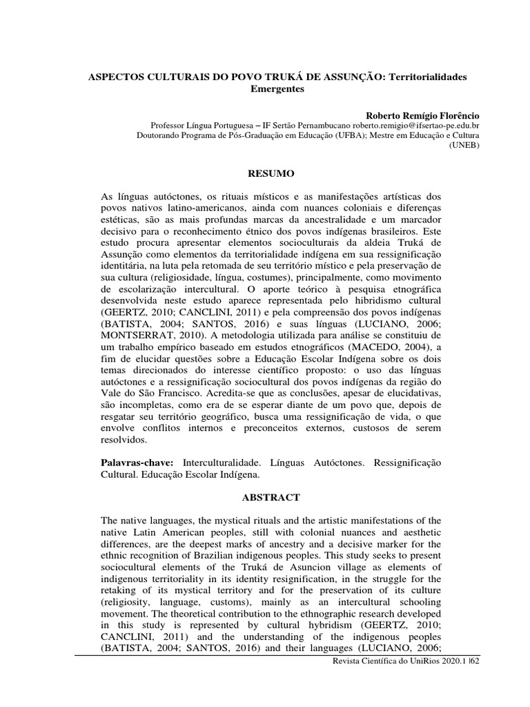 Cultura e Territorialidade do Povo Truká | PDF | Povos indígenas | Brasil